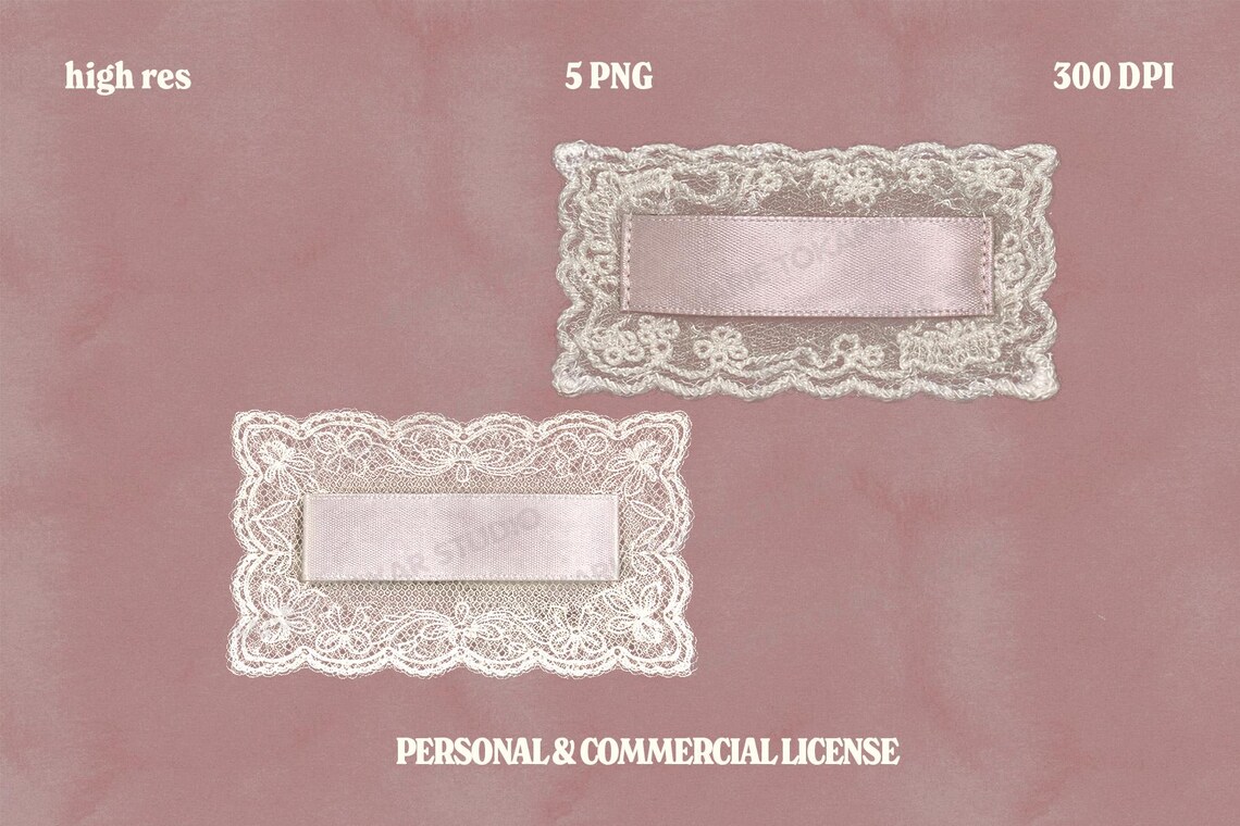 Vintage Lace Labels PNG Bundle, Fabric Tag Clipart, Shabby Chic Wedding ...