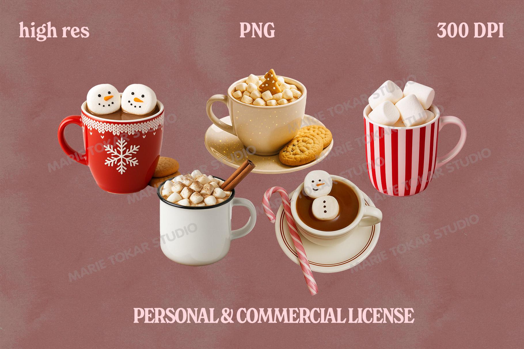 Christmas Cocoa Pngs | Hot Chocolate Mugs With Marshmallows, Cookies ...
