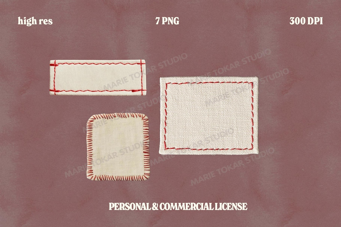Stitched Fabric Patches PNG, Sewing Labels Clipart, Textile Tag ...