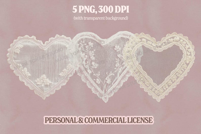 Vintage Lace Heart Frames PNG Set - Baroque Handkerchief Clipart ...