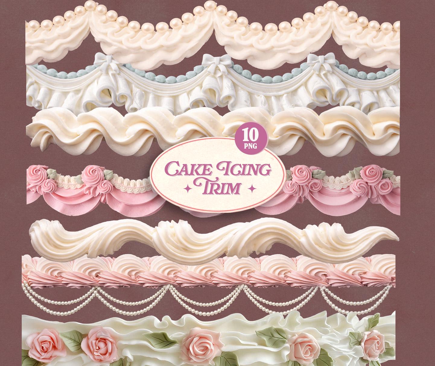 Cake Icing Trim PNG, Vintage Frosting Borders, Pastel Dessert Edges ...