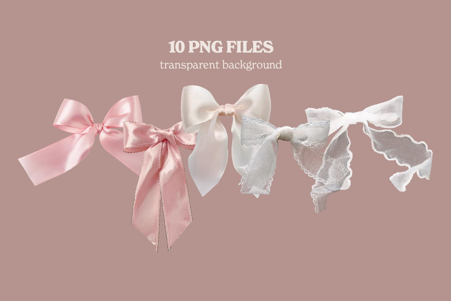 Coquette Satin Ribbon Bows Clipart Set, Realistic Texture Clip Art, PNG ...