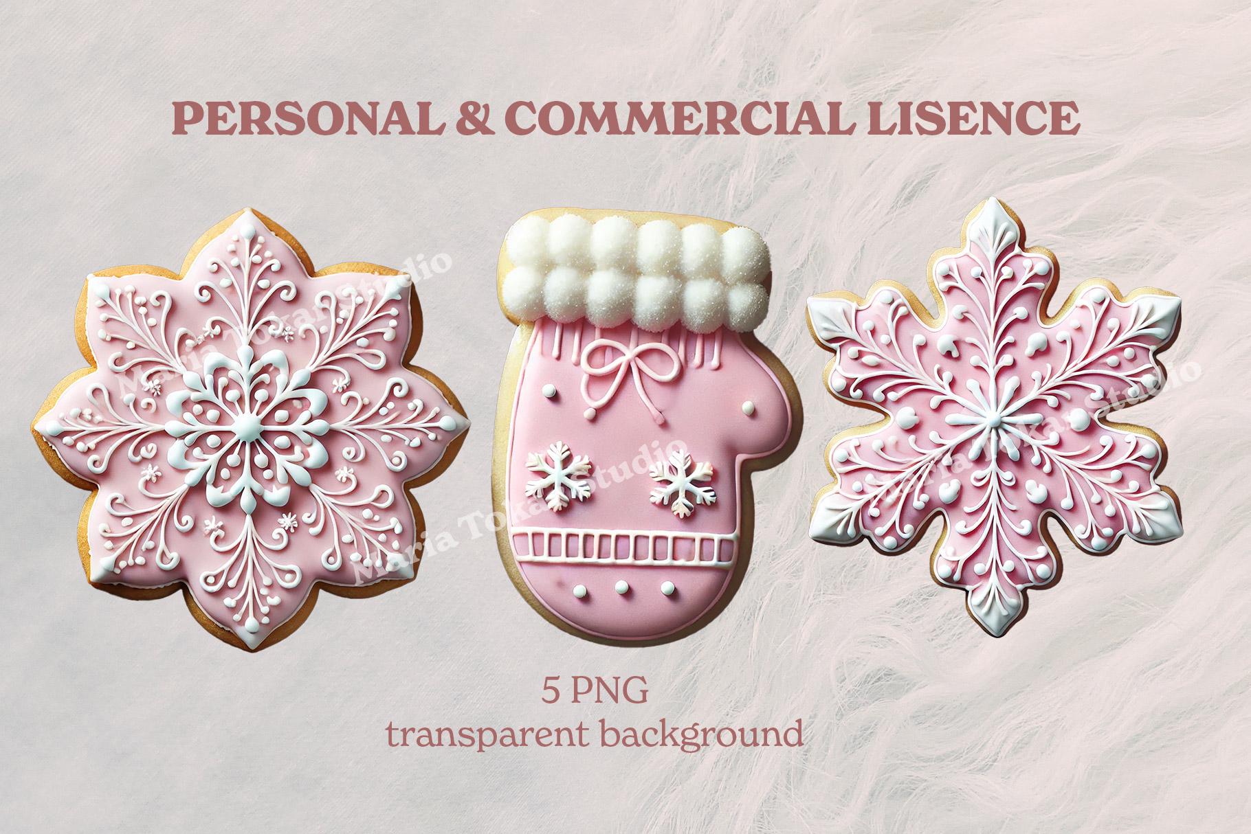 Pastel Pink Cute Gingerbread Cookie Clipart Set – 5 Pngs, Transparent ...