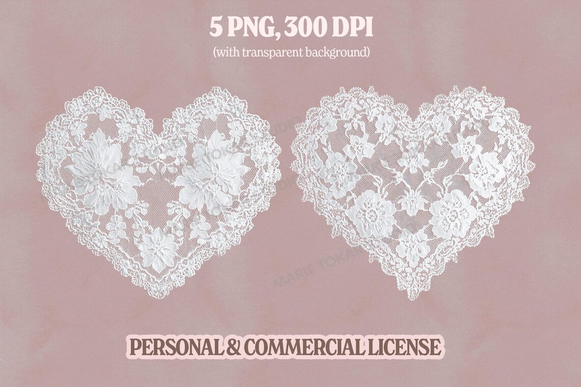 Vintage Lace Heart Frames PNG Set Baroque Handkerchief Clipart ...