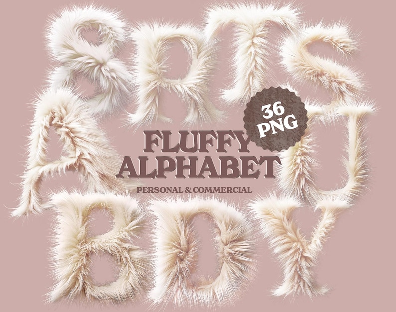Soft & Fluffy Alphabet PNG Set – 36 High-quality, Transparent ...
