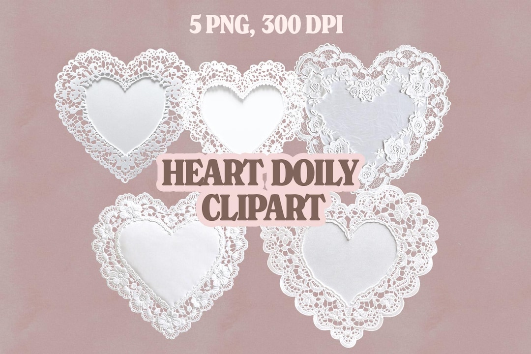 Coquette Cottage Heart Doily PNG Collection – 5 Detailed Lace Heart ...