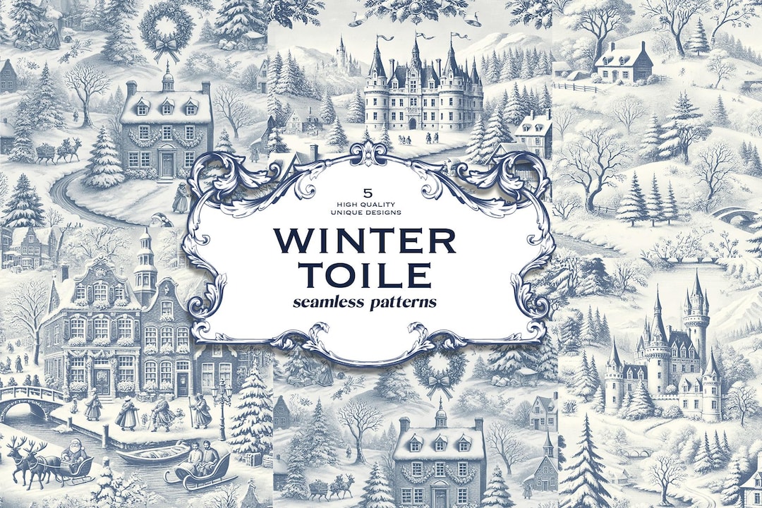 INSTANT DOWNLOAD Winter French Toile Seamless Patterns – Christmas ...