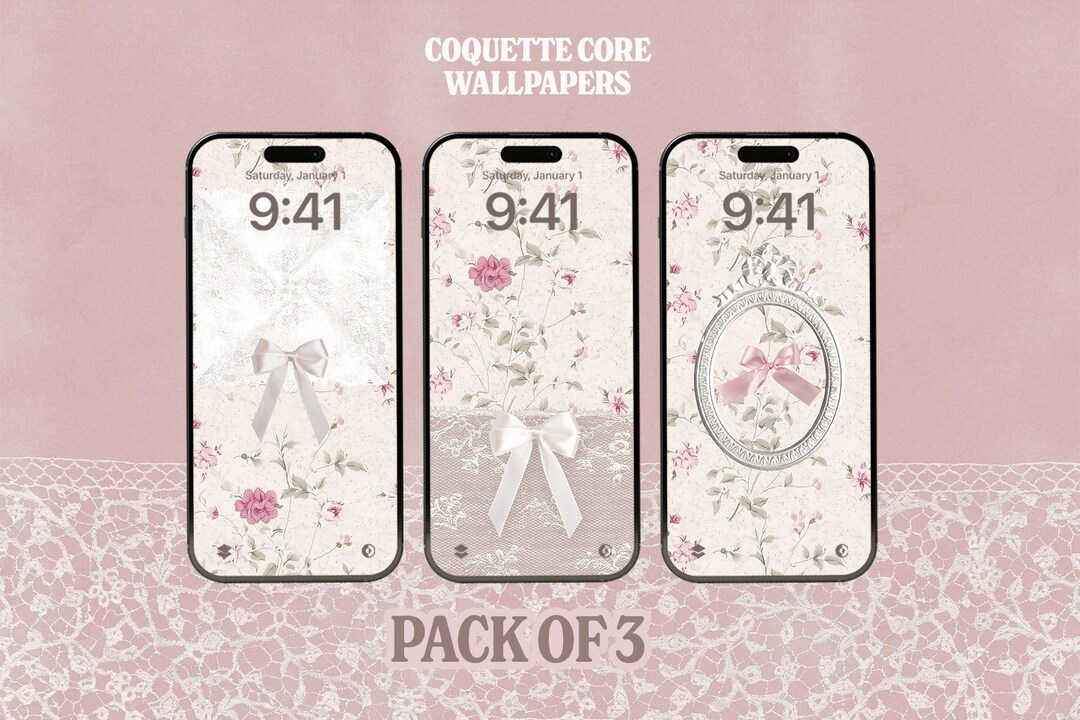 3 Coquette Cottage Core Phone Wallpapers – Cute Vintage Floral, Lace ...