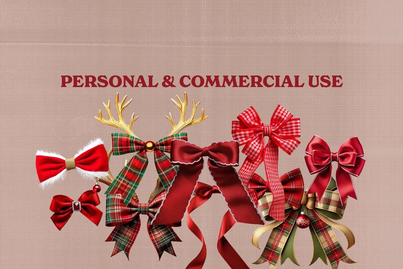 10 Realistic Christmas Bows PNG Clipart Pack | Transparent Backgrounds ...