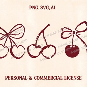 12 Hand Drawn Whimsical Cherry SVG & PNG – Line Art Clipart for ...