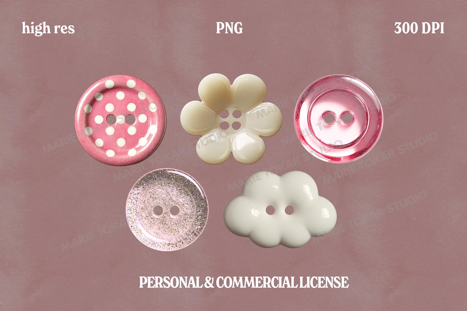 Coquette Buttons PNG Set | 15 Realistic Pink & Pastel Buttons | Cute ...