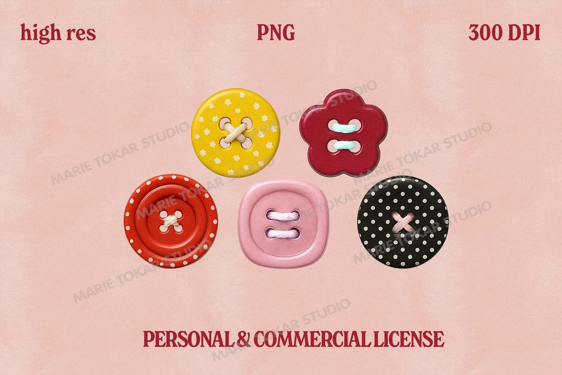 15 Fun Button Clipart Pngs – Whimsical Sewing Buttons for DIY Crafts ...