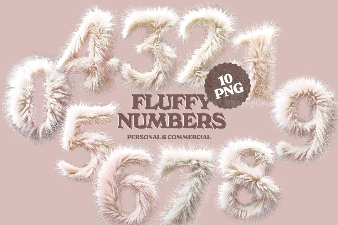 Soft & Fluffy Numbers PNG Set – 10 High-quality, Transparent Background ...