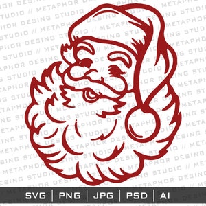 Vintage Santa Svg, Santa Face Svg Png Winter Christmas Png, Cricut ...