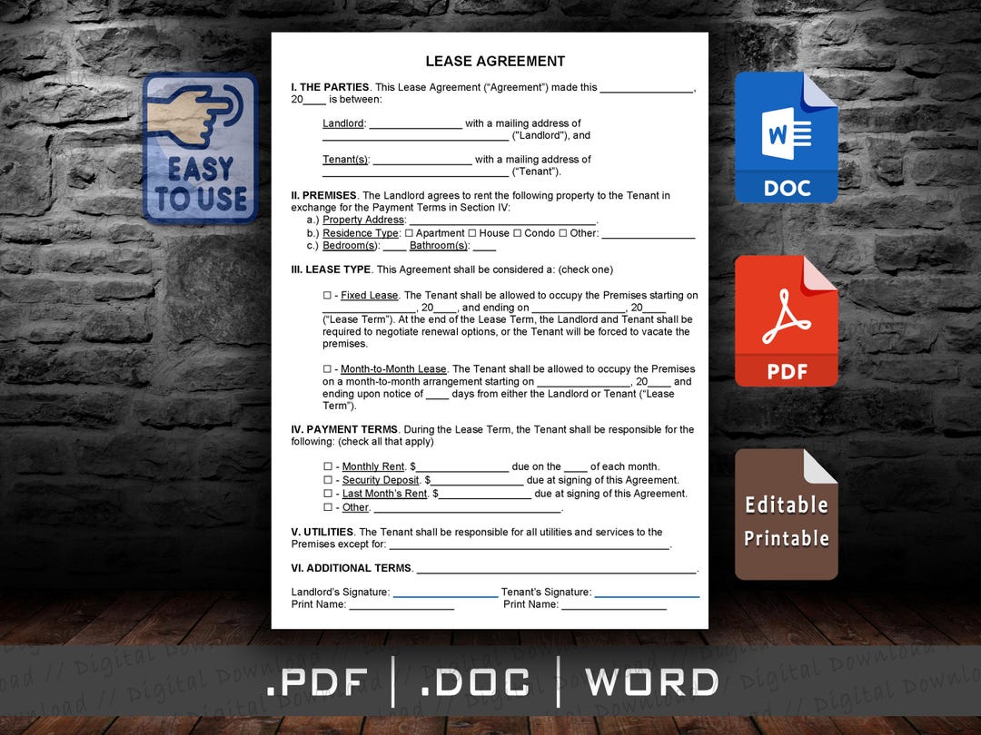 Lease Rental Agreement Form - Lease Rental Agreement Template PDF Docx ...
