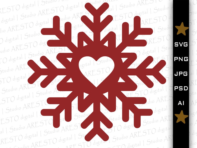Snowflake Heart Svg, Winter Christmas Png, Cricut Cutting Files ...
