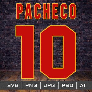 Pacheco 10 Jersey Design SVG Png, Cricut Cutting Files, Sublimation ...