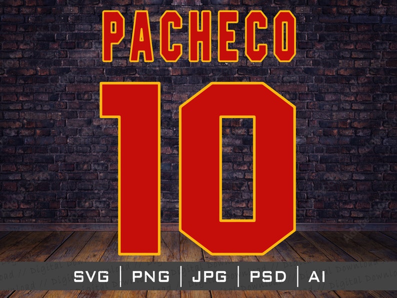 Pacheco 10 Jersey Design SVG Png, Cricut Cutting Files, Sublimation ...