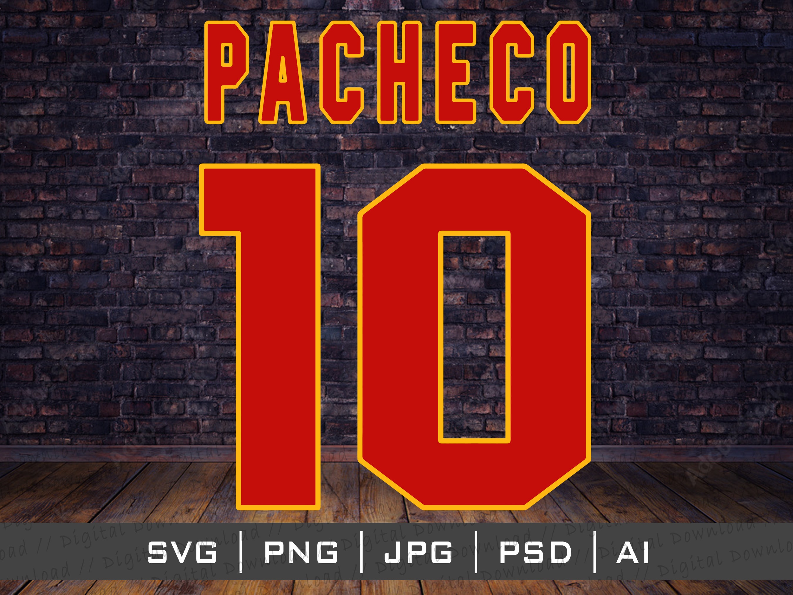 Pacheco 10 Jersey Design SVG Png, Cricut Cutting Files, Sublimation ...