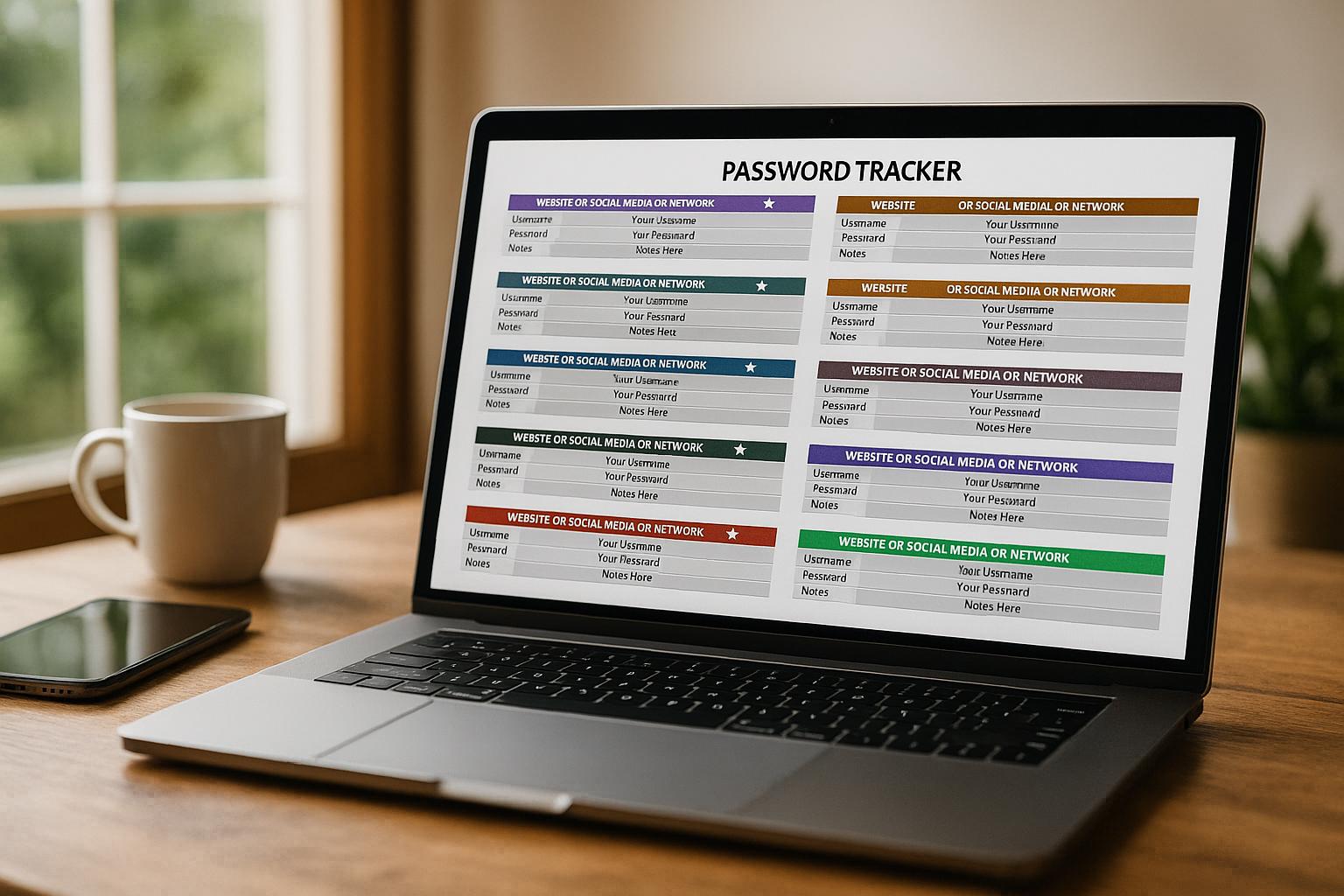 Fillable Editable Password Tracker | Printable Password Tracker ...
