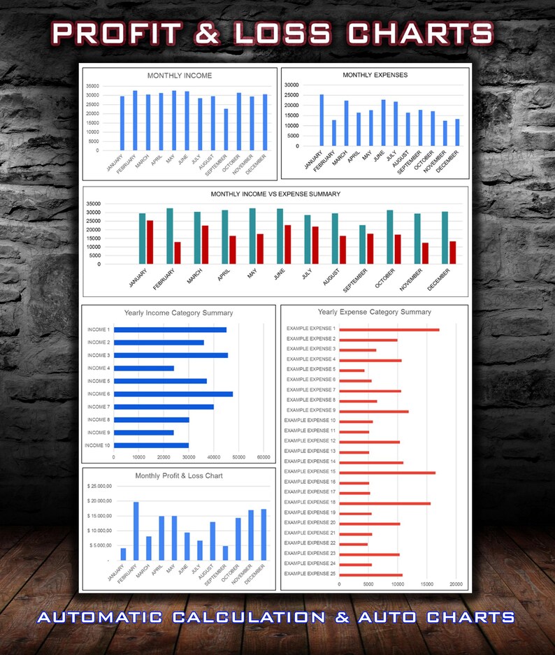 Monthly Profit & Loss Statement Template - Excel Google Sheets Template ...