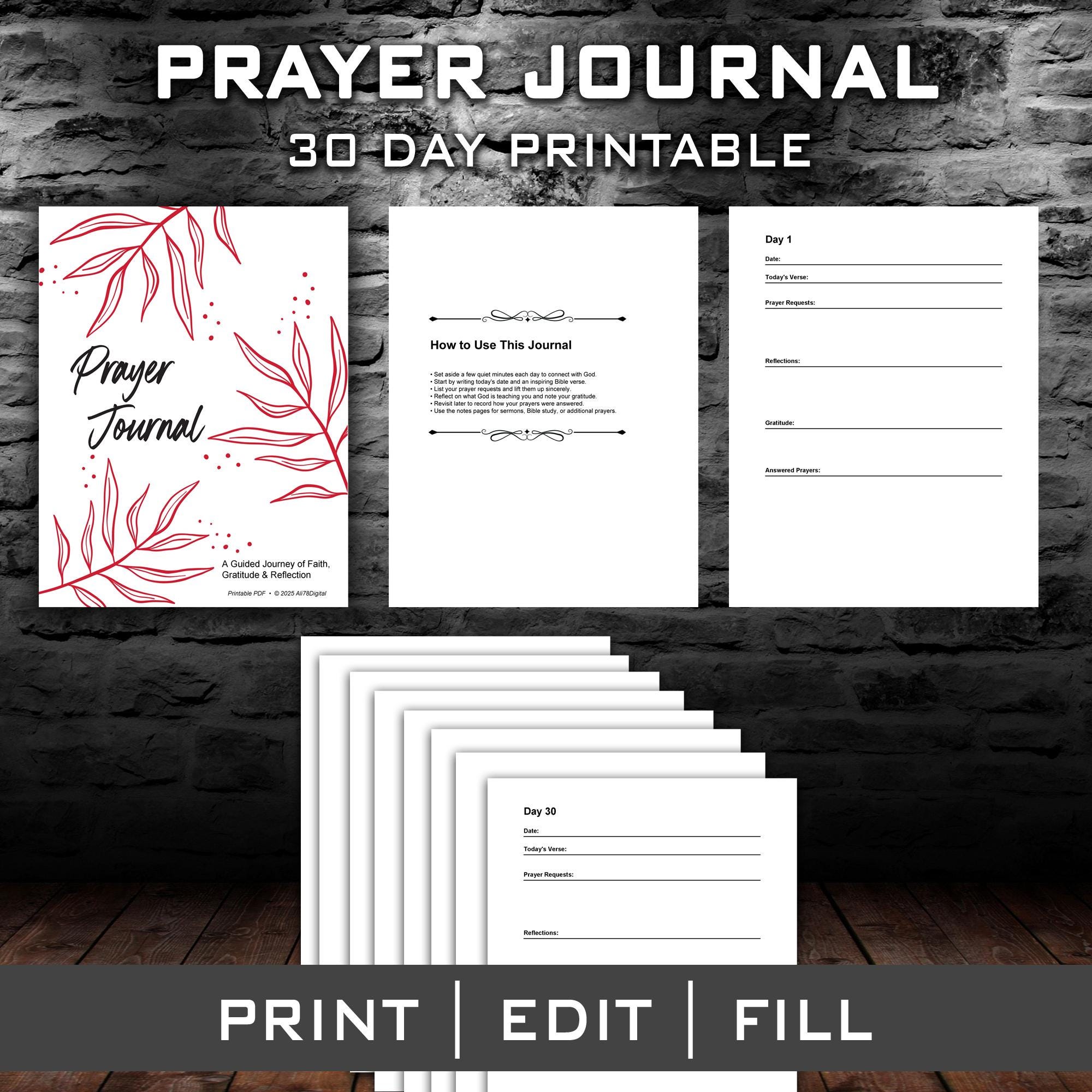 Prayer Journal Printable | Bible Study Guide | Gratitude Journal ...