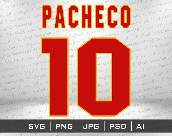 Pacheco 10 Jersey Design SVG Png, Cricut Cutting Files, Sublimation ...