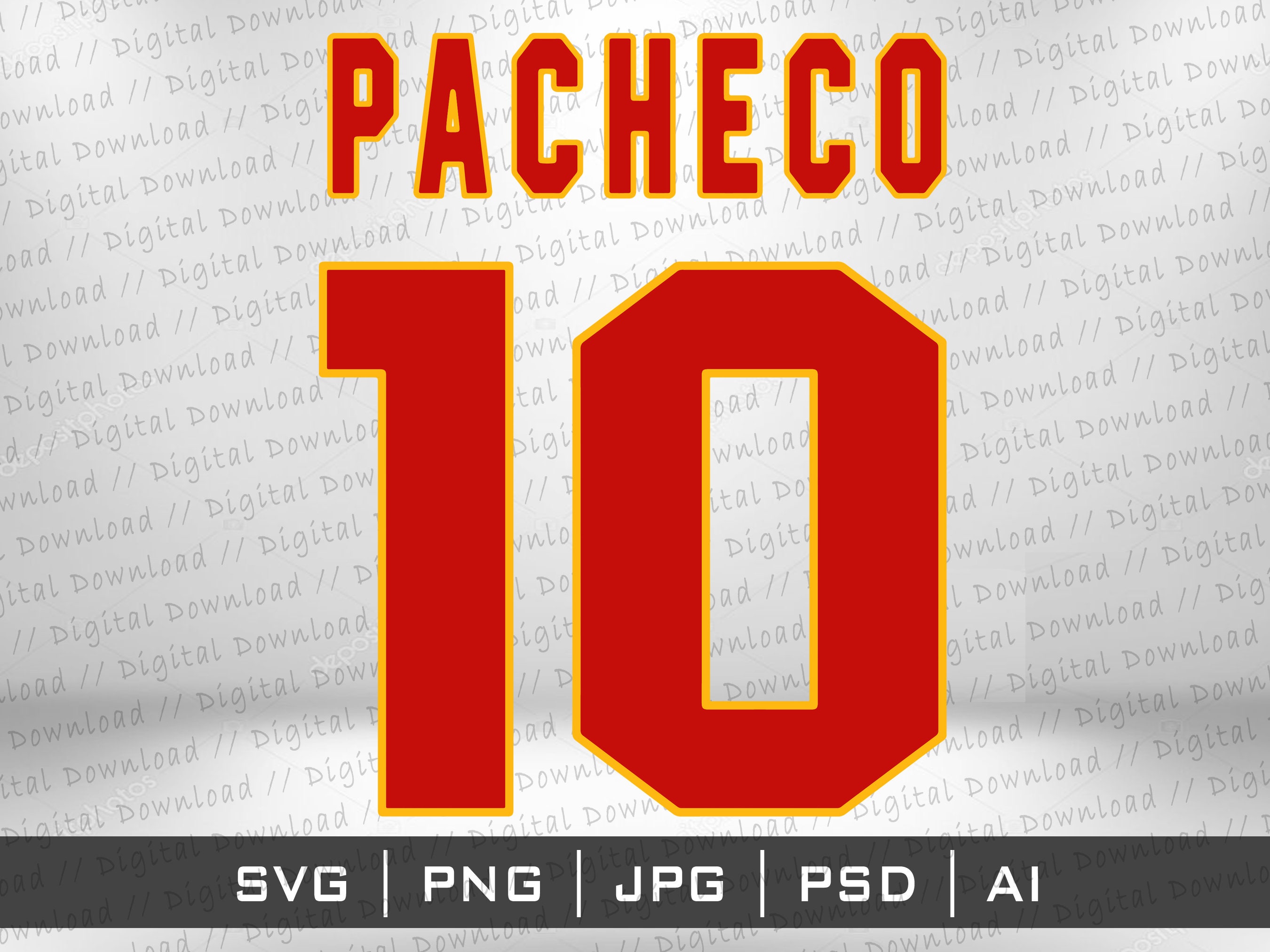 Pacheco 10 Jersey Design SVG Png, Cricut Cutting Files, Sublimation ...