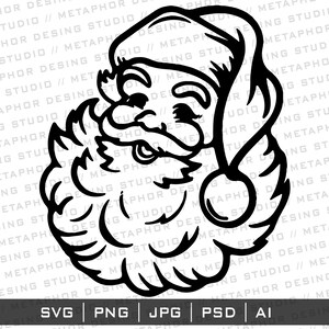Vintage Santa Svg, Santa Face Svg Png Winter Christmas Png, Cricut ...