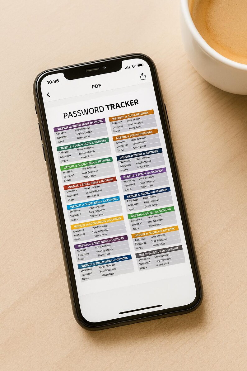 Fillable Editable Password Tracker | Printable Password Tracker ...