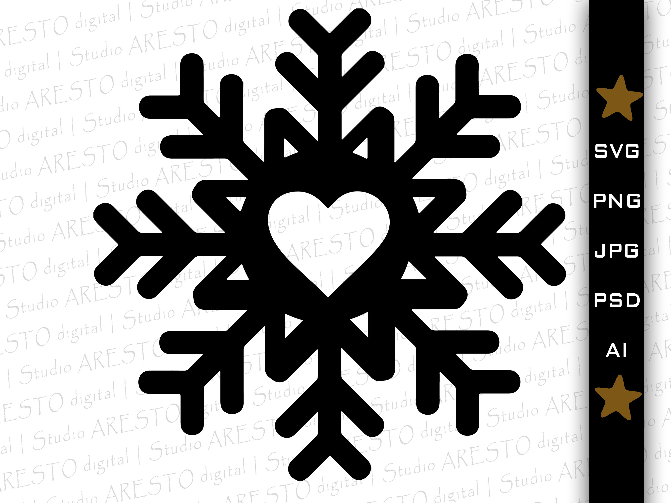 Snowflake Heart Svg, Winter Christmas Png, Cricut Cutting Files, Sublimation Instant Digital ...