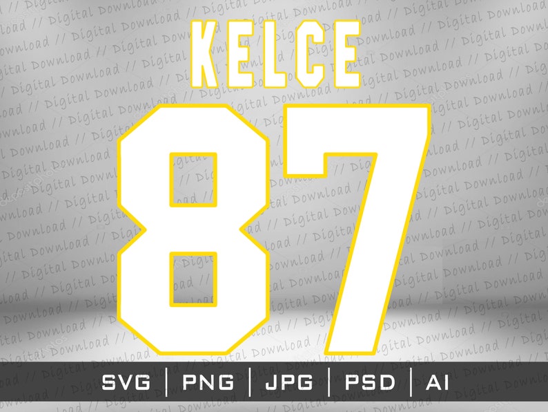 Kelce 87 White Gold Jersey Design SVG Png, Cricut Cutting Files ...