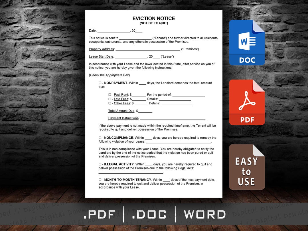 Eviction Notice Template Form - Eviction Notice Template PDF Docx Word ...