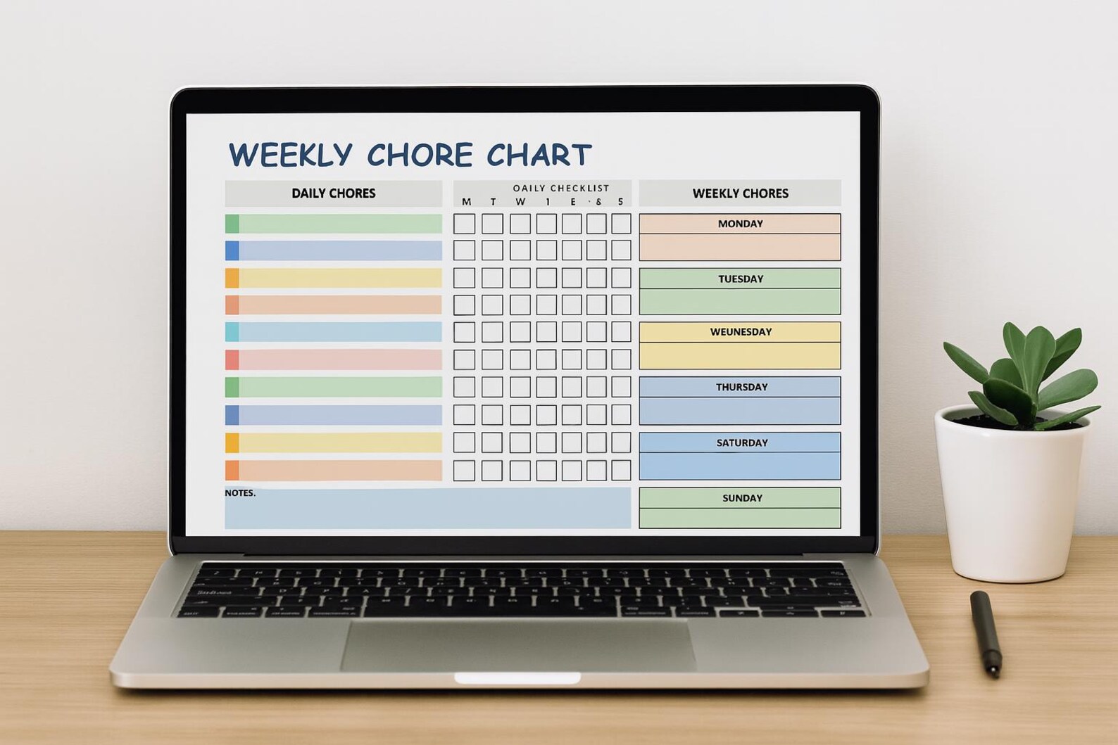 Fillable Editable Weekly Chore Chart for Kids | Kids Weekly ...