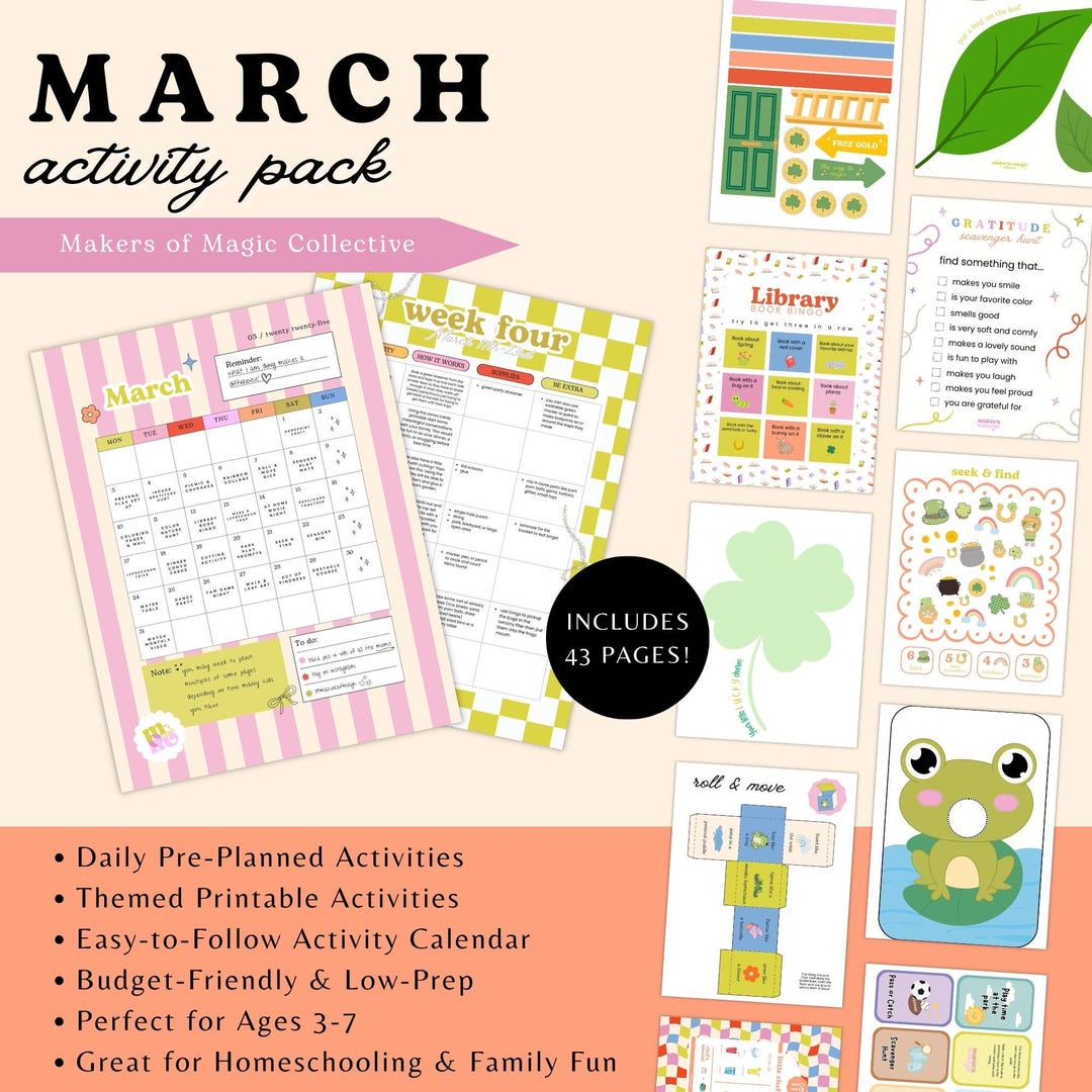 March Activity Pack, 26 Pre-planned, Themed Activities, St. Patrick's ...
