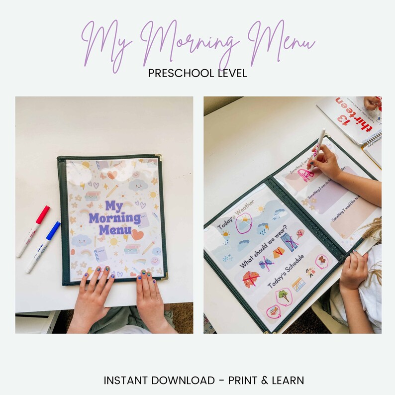 Morning Menu Bundle, Homeschool Preschool, Preschool Learning Activity ...