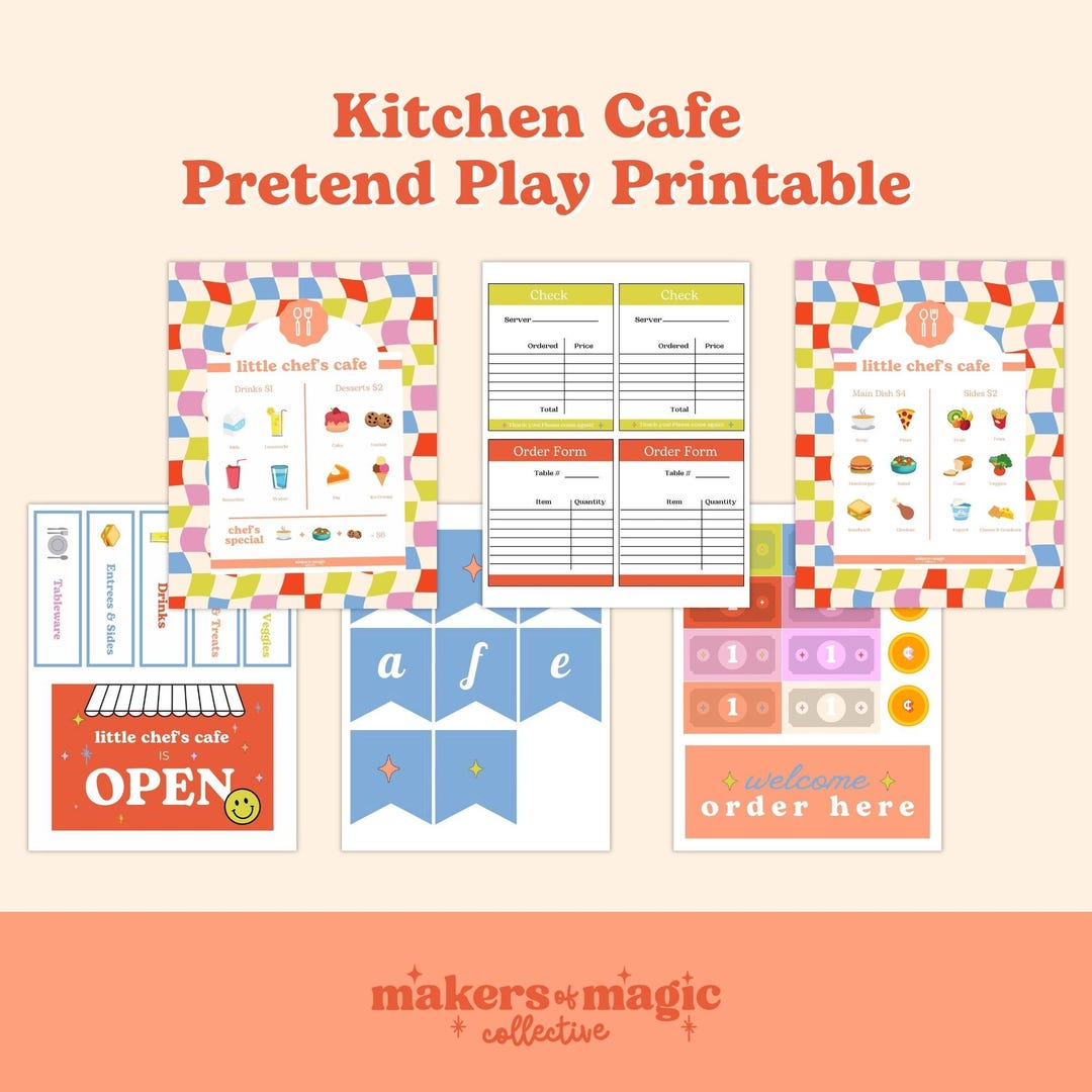 Kid's Cafe Kitchen Pretend Play Printable - Etsy