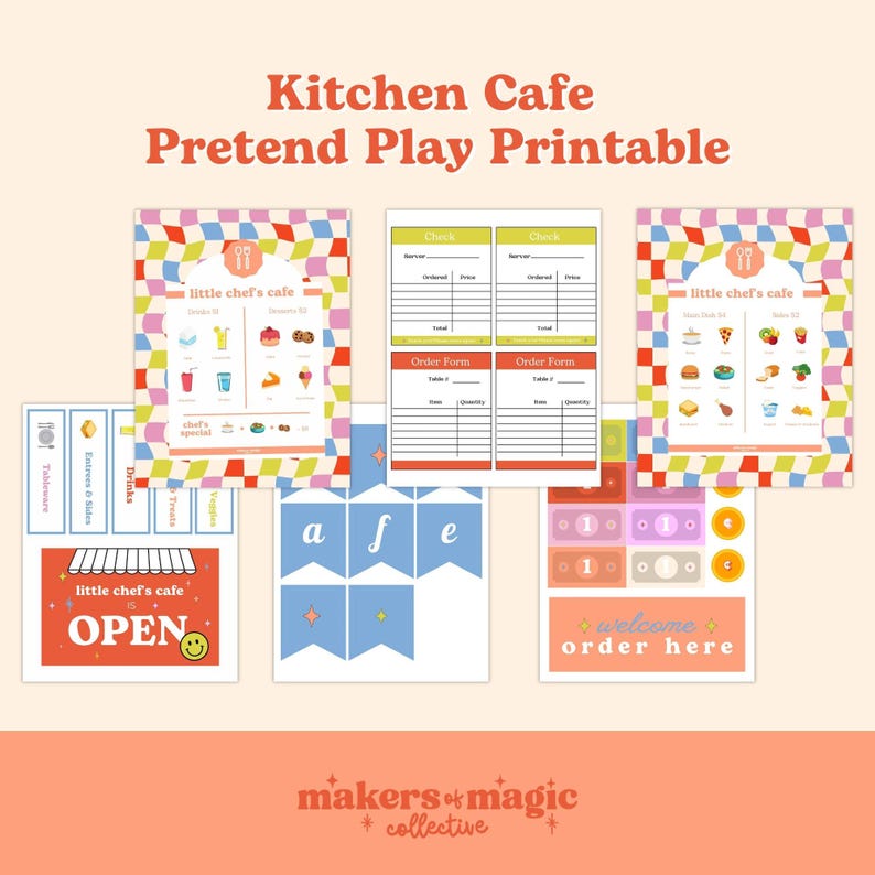 Kid's Cafe Kitchen Pretend Play Printable - Etsy