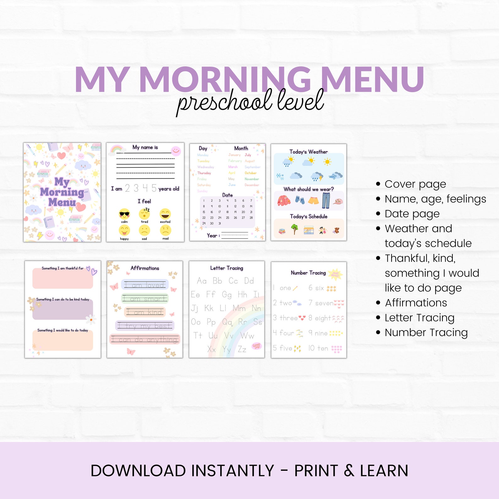 Morning Menu Bundle, Homeschool Preschool, Preschool Learning Activity ...