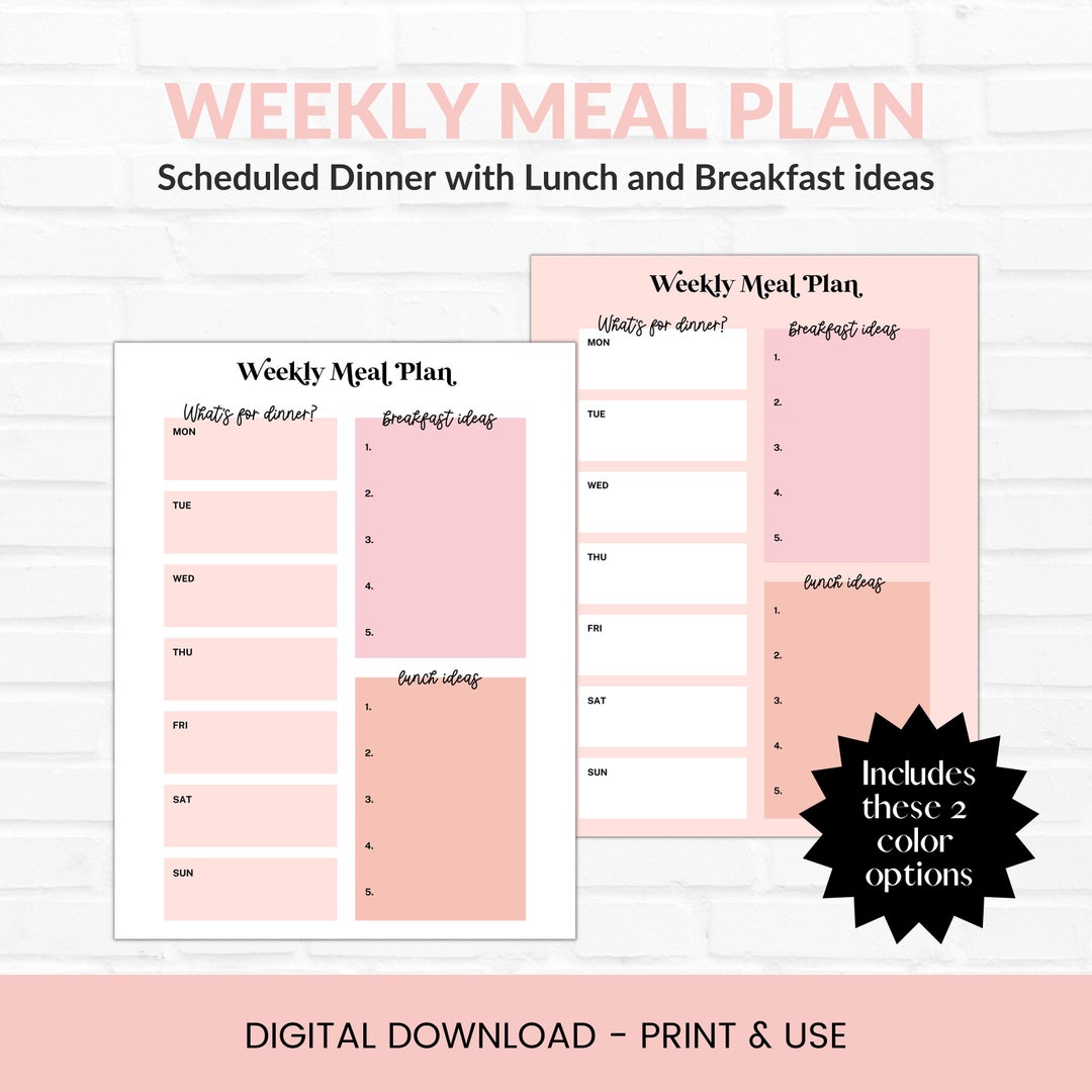 Weekly Meal Plan Schedule, Dinner Meal Plan, Food Prepping Schedule ...