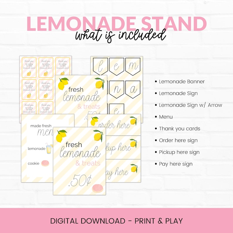 Lemonade and Treat Stand, Printable Lemonade Set Up, Lemonade Pretend ...