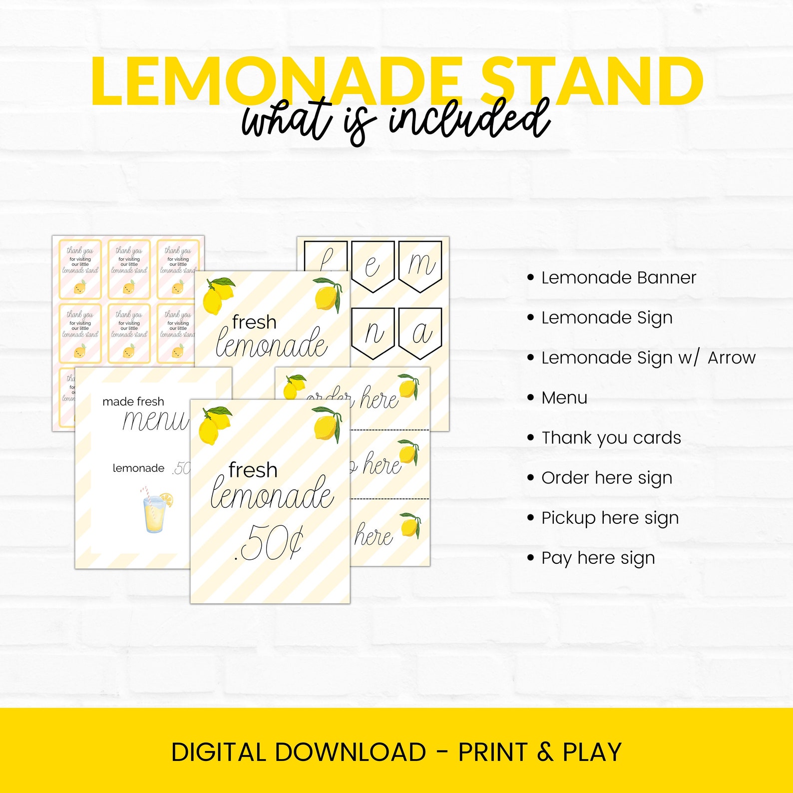 Lemonade Stand, Printable Lemonade Set Up, Lemonade Pretend Play - Etsy