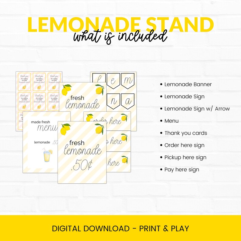 Lemonade Stand, Printable Lemonade Set Up, Lemonade Pretend Play - Etsy