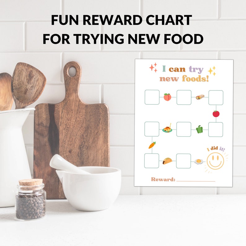 Reward Chart for Trying New Foods, New Foods Chart, Kid's Reward Chart ...