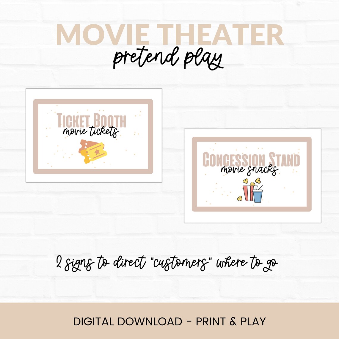 Kid's Movie Theater Pretend Play, Movie Theater Dramatic Play Set Up ...