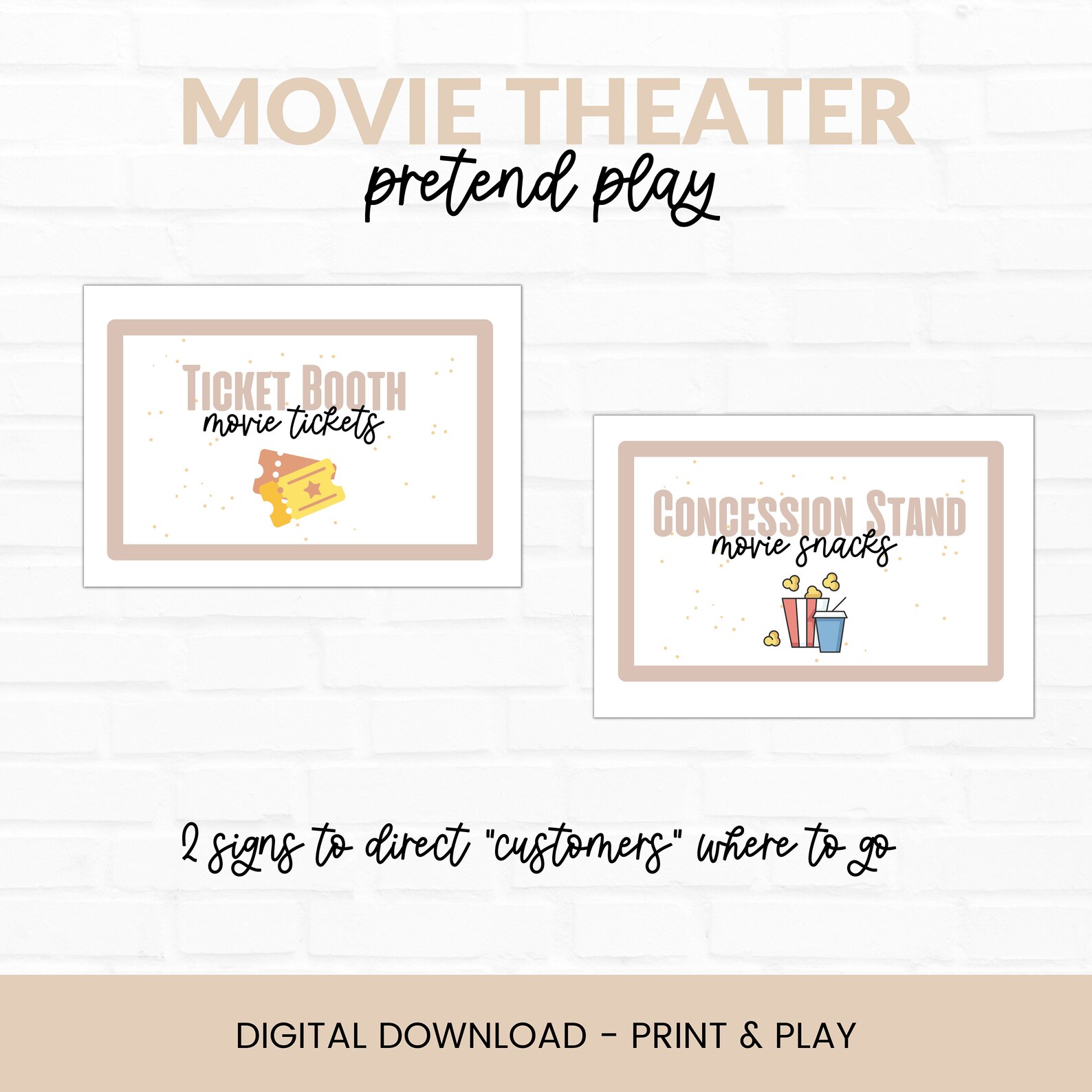 Kid's Movie Theater Pretend Play, Movie Theater Dramatic Play Set Up ...