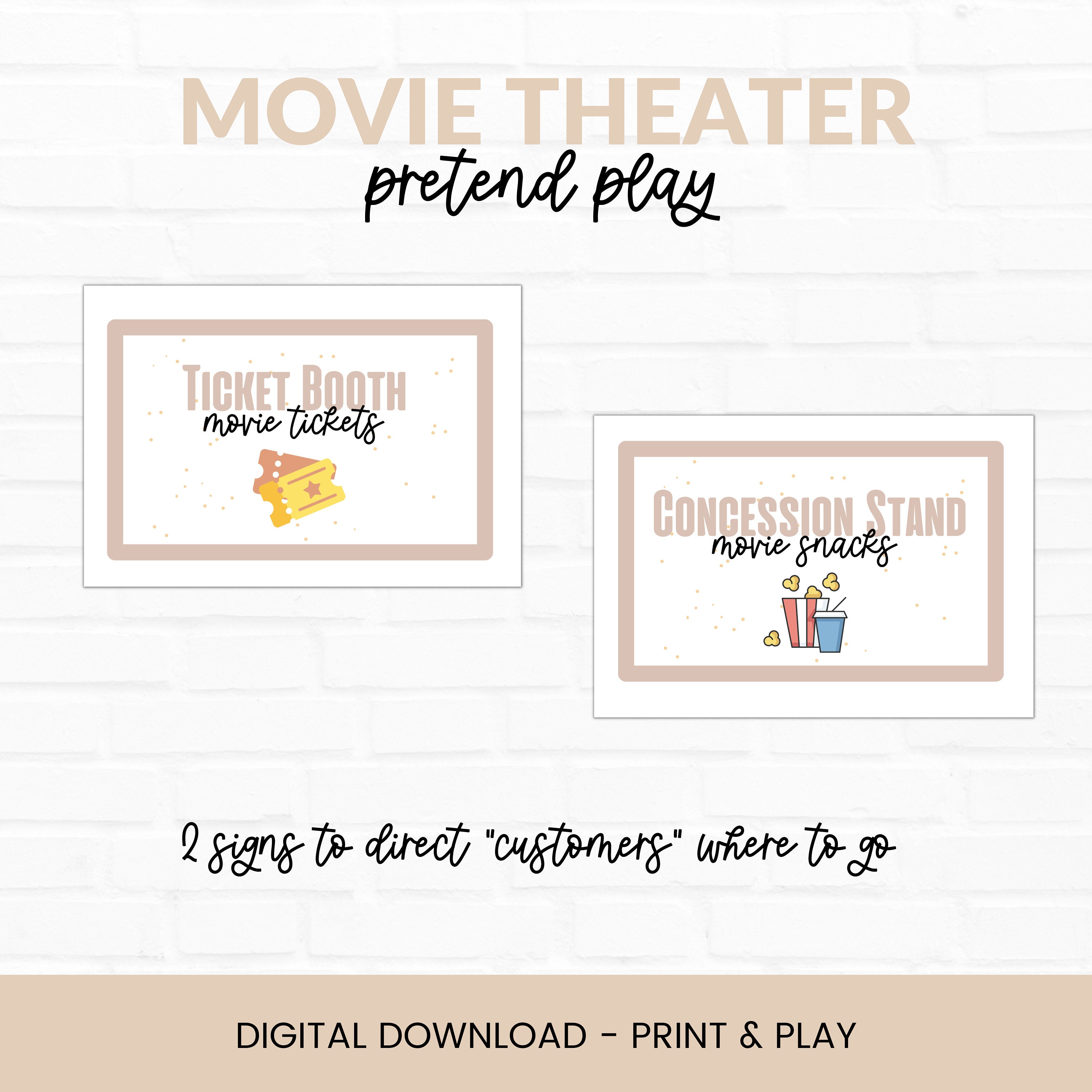 Kid's Movie Theater Pretend Play, Movie Theater Dramatic Play Set Up ...