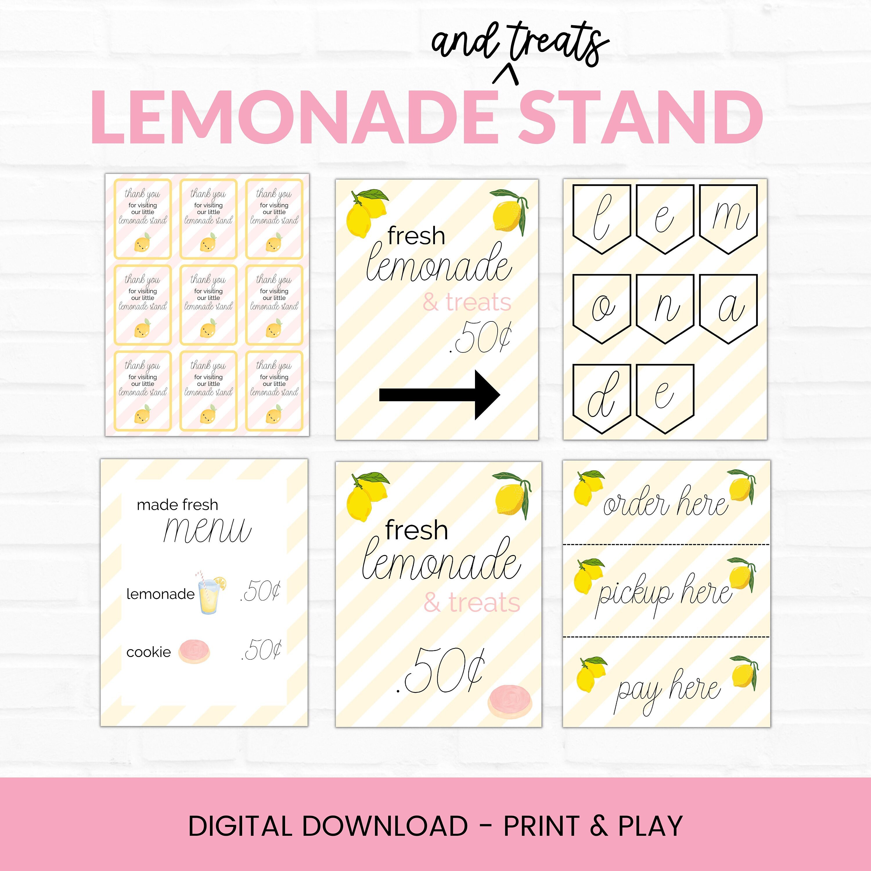 Lemonade and Treat Stand, Printable Lemonade Set Up, Lemonade Pretend Play - Etsy Canada
