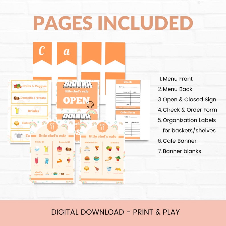 Cafe Pretend Play Printable, Play Kitchen Menu, Pretend Kitchen ...