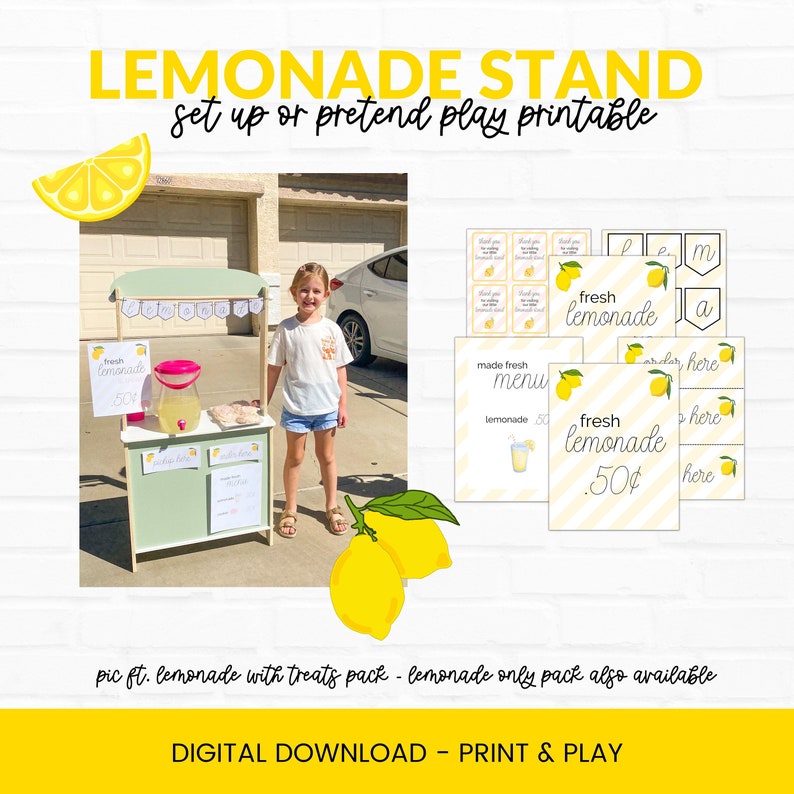 Lemonade Stand, Printable Lemonade Set Up, Lemonade Pretend Play - Etsy